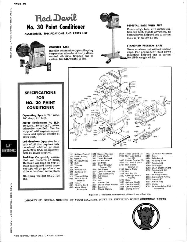 Red Devil Cat 30 Manual – Paint Shaker Parts LLC
